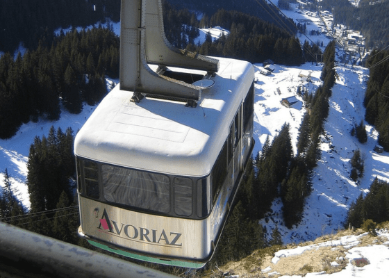 Prodains cable car Morzine to Avoriaz : Prodains express cable car ...
